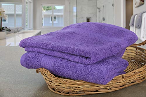 Ample Decor Hand Towel 18 X 28 Inch Pack of 2 600 GSM 100% Cotton, OEKO Tex Certified Soft Absorbent Thick Durable Premium Quality, for Hotel, Bathroom, Spa, Daily Use, Gym - Machine Washable - Purple