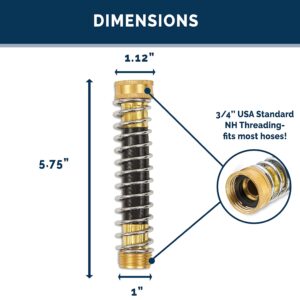 Morvat Brass Coiled Garden Hose Kink & Strain Protector, Hose Extension Connector for Outdoor Water Valve & Faucet, Adapter & Attachment with ¾” Standard Threading, Includes 8 Washers & Tape, 4 Pack