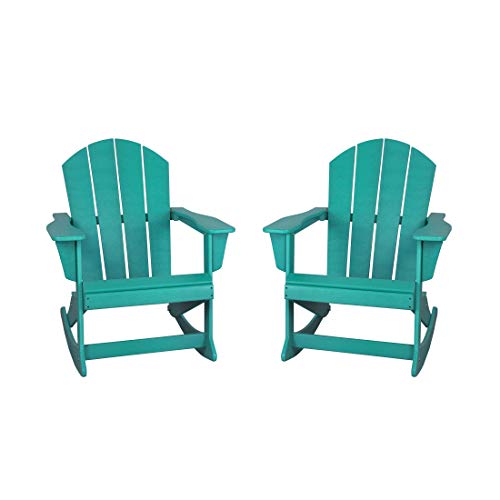 WO Home Furniture Adirondack Rocking Chair Set of 2PCS Patio Outdoor Chairs (Turquoise)