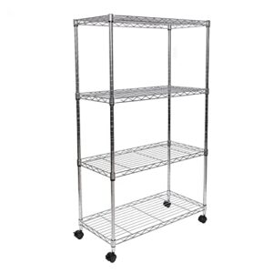 seville classics solid steel wire shelving storage unit adjustable shelves organizer rack, for home, kitchen, office, garage, bedroom, closet, steel, 4-tier, 30" w x 14" d