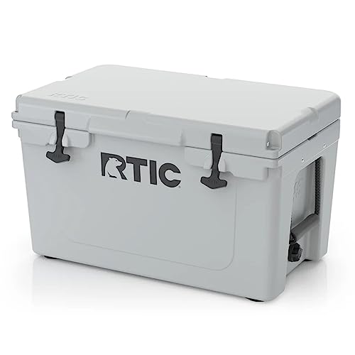 RTIC Hard Cooler 45 qt, Grey, Ice Chest with Heavy Duty Rubber Latches, 3 Inch Insulated Walls Keeping Ice Cold for Days, Great for The Beach, Boat, Fishing, Barbecue or Camping