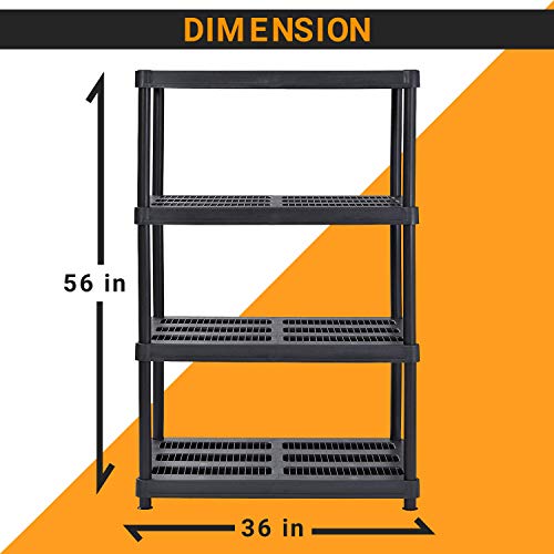 Juggernaut Storage Plastic Shelving, 36" Width x 56" Height x 18" Depth, Black (RS3618-4AMZ)