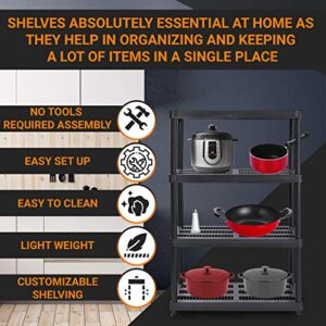 Juggernaut Storage Plastic Shelving, 36" Width x 56" Height x 18" Depth, Black (RS3618-4AMZ)