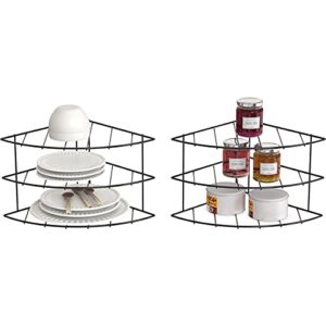 2 Pack - DecoBros 3-Tier Counter and Cabinet Corner Shelf Organizer, Black