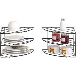 2 Pack - DecoBros 3-Tier Counter and Cabinet Corner Shelf Organizer, Black