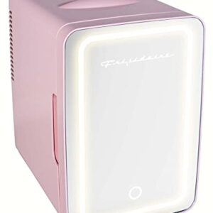 FRIGIDAIRE EFMIS170-PINK Mini Portable Compact Personal Fridge, 6.5L Capacity, 9 Cans, Makeup, Skincare, Freon-Free & Eco Friendly, Includes Home Plug & 12V Car Charger, 2022 Version, Pink