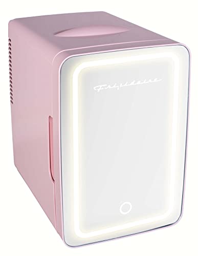 FRIGIDAIRE EFMIS170-PINK Mini Portable Compact Personal Fridge, 6.5L Capacity, 9 Cans, Makeup, Skincare, Freon-Free & Eco Friendly, Includes Home Plug & 12V Car Charger, 2022 Version, Pink