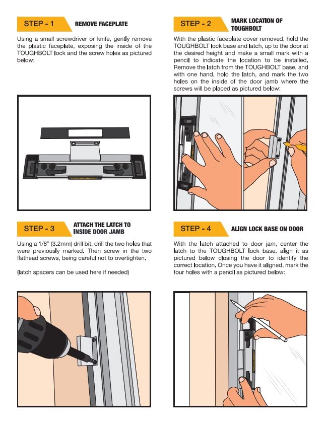 TOUGHBOLT Premium Double Deadbolt Sliding Patio Door/Child Safety Lock - See Tools Required to Install