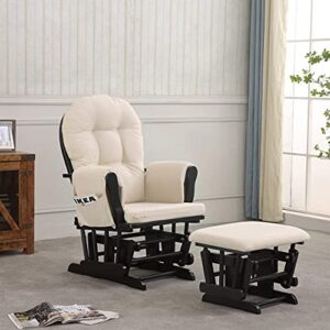 rejoice home atoll glider with ottoman, black/beige