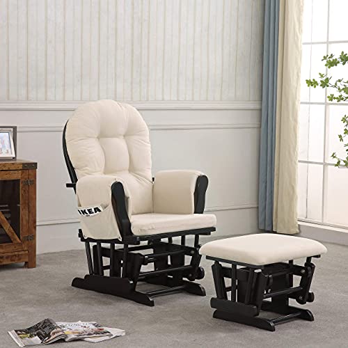 REJOICE HOME Atoll Glider with Ottoman, Black/Beige