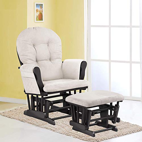 REJOICE HOME Atoll Glider with Ottoman, Black/Beige