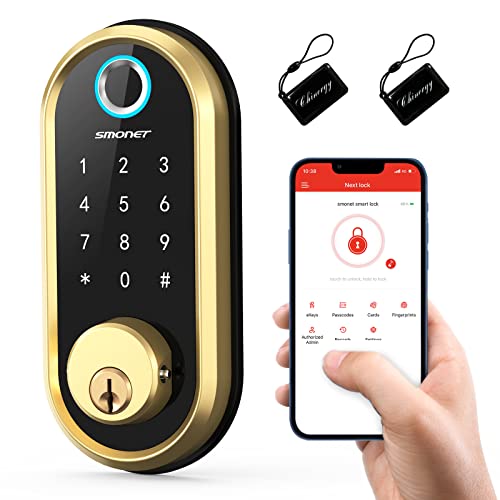 Smart Lock, Fingerprint Smart Deadbolt Lock, 5-in-1 Keyless Entry Door Lock with Bluetooth and Keypad, Door Lock Featuring Auto-Lock, Compatible with Alexa, Google Assistant for Home Hotel Apartment