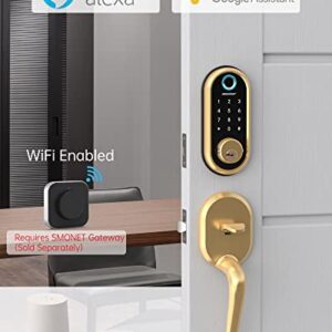 Smart Lock, Fingerprint Smart Deadbolt Lock, 5-in-1 Keyless Entry Door Lock with Bluetooth and Keypad, Door Lock Featuring Auto-Lock, Compatible with Alexa, Google Assistant for Home Hotel Apartment