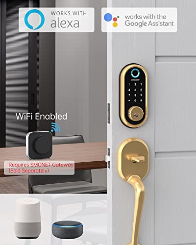 Smart Lock, Fingerprint Smart Deadbolt Lock, 5-in-1 Keyless Entry Door Lock with Bluetooth and Keypad, Door Lock Featuring Auto-Lock, Compatible with Alexa, Google Assistant for Home Hotel Apartment