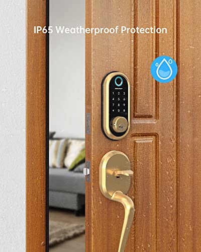 Smart Lock, Fingerprint Smart Deadbolt Lock, 5-in-1 Keyless Entry Door Lock with Bluetooth and Keypad, Door Lock Featuring Auto-Lock, Compatible with Alexa, Google Assistant for Home Hotel Apartment