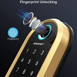 Smart Lock, Fingerprint Smart Deadbolt Lock, 5-in-1 Keyless Entry Door Lock with Bluetooth and Keypad, Door Lock Featuring Auto-Lock, Compatible with Alexa, Google Assistant for Home Hotel Apartment