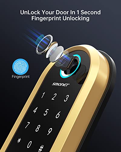 Smart Lock, Fingerprint Smart Deadbolt Lock, 5-in-1 Keyless Entry Door Lock with Bluetooth and Keypad, Door Lock Featuring Auto-Lock, Compatible with Alexa, Google Assistant for Home Hotel Apartment