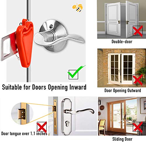 Portable Door Lock for Travel, Apartment Home Security Door Locker from Inside with Drawstring Bag and Drive Save I Need You Here with Me Keychain, Gift for Women and Men