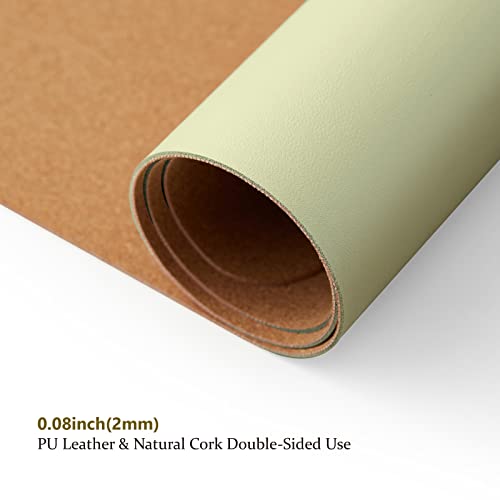 Compact Cork Desk Mat - Small Dual-Sided Desk Pad for Office and Home - Desk Organization and Accessories - Ideal for Large Mouse Pad and Small Desk Mats on Top of Desks(Light Green,23.6"x 11.8")