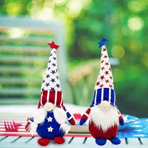 2 PCS Veterans Day American Gnome Plush - Scandinavian Tomte Couple Elf Decorations - Stars Stripes Plushie Ornaments - Swedish Dwarf Figurines - 4th of July Independence Memorial Day Gnome Gifts