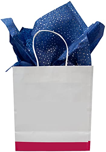 Made in USA 50-Sheet Hot Stamp Glitter Gift Tissue Paper Pack, 20" X 30" (Silver on Blue)