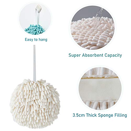 CHOOSE HOME Chenille Hand Towel Ball Fast Drying Handball Absorbent Soft Towel for Kitchen Bathroom 3 Pack