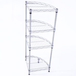 Flandre 4-Tier Fan-Shaped Storage Rack Steel Wire Corner Shelving Unit, Space Saver for Kitchen Living Room Bathroom Silver