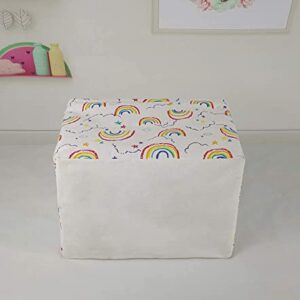 HUAYEE Colorful Rainbow Rectangular Storage Bin Shelf Basket Canvas Fabric Toy Box,Waterproof Coating Nursery Hamper with Handles,Gift Basket for Home,Office,Clothes,Books(Rainbow)