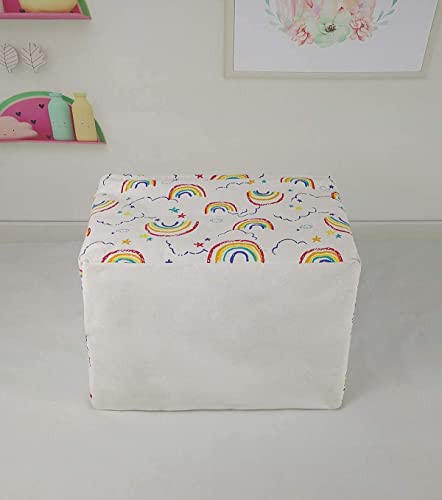 HUAYEE Colorful Rainbow Rectangular Storage Bin Shelf Basket Canvas Fabric Toy Box,Waterproof Coating Nursery Hamper with Handles,Gift Basket for Home,Office,Clothes,Books(Rainbow)