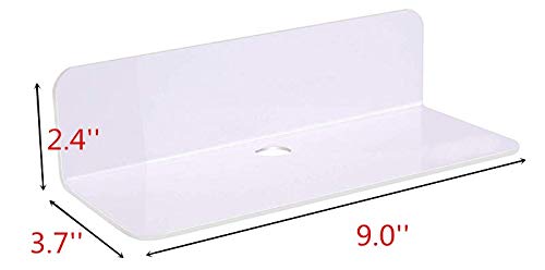 KIKEEP Acrylic Floating Wall Shelves Display Shelf Stick On Small Acrylic Floating Wall Shelf Acrylic Small Wall Shelf for Bedroom, Bathroom (1, Clear)