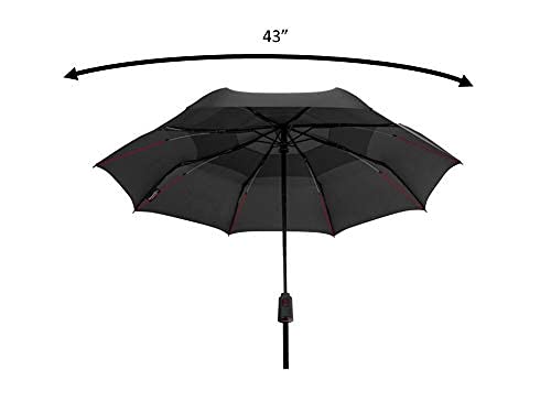 ShedRain Vortex Automatic Compact Folding Windproof Travel Umbrella – Push Button Open & Close - Rain & Windproof Vented Double Canopy – Protect from Rain, Sun & Wind - Wind Tunnel Tested to 75 mph (Black)