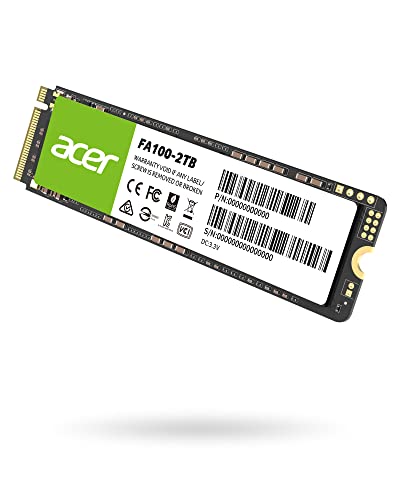 acer FA100 2TB SSD - M.2 2280 PCIe Gen3 x 4 NVMe Interface, 8 Gb/s, 3D NAND Internal Solid State Hard Drive Up to 3150 MB/s - BL.9BWWA.121