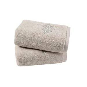 sense gnosis 100% Cotton Beige Hand Towel Set of 2 Super Thick Soft Highly Absorbent Embroidered Decorative Hand Towels for Bathroom Home Hotel Spa 13 x 29 Inch