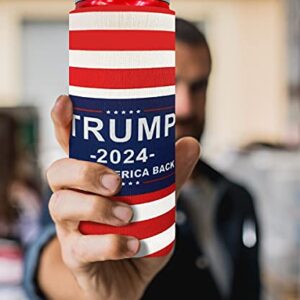 XccMe Trump 2024 Take America Back 2pcs Slim Can Cooler,Neoprene Beer Cooler Beer Holders Perfect for 12oz Slim Cans like Red Bull, White Claw, Slim Beer and Spiked Seltzer Water (Red 2)