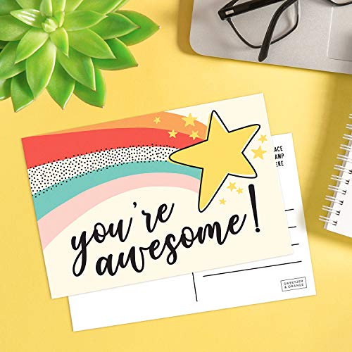 Sweetzer & Orange You Are Awesome Cards Postcards Pack (60 Post Cards) 4x6 Postcards for Kids and Adults. Positive Affirmations Cards, Kindness Cards, Employee Appreciation Awesome Notes