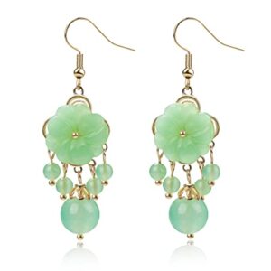 hl1971 14k natural green western stud gold jewelry jade women for earrings