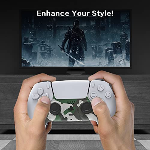 BEJOY PS5 Controller Faceplates Accessories with 6 Thumbs Grips, Replacement Decoration Controller Shell for Playstation 5 DualSense Controller (Camouflage Green)