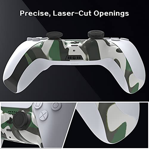 BEJOY PS5 Controller Faceplates Accessories with 6 Thumbs Grips, Replacement Decoration Controller Shell for Playstation 5 DualSense Controller (Camouflage Green)