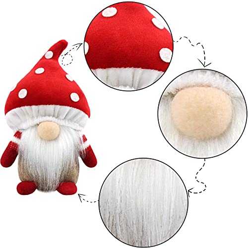 Gehydy Set of 3 Summer Mushroom Gnomes Plush Spring Decoration Gifts Holiday Handmade Scandinavian Tomte Stuffed Farmhouse Decor for Home Kitchen Tiered Tray