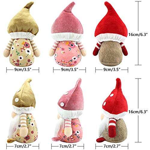 Gehydy Set of 3 Summer Mushroom Gnomes Plush Spring Decoration Gifts Holiday Handmade Scandinavian Tomte Stuffed Farmhouse Decor for Home Kitchen Tiered Tray