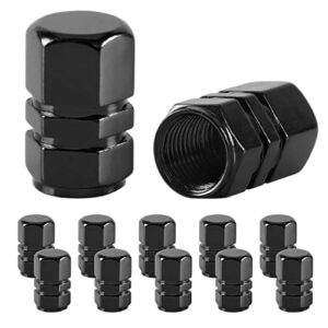 justtop car tire valve stem caps, 12pcs air caps cover, universal for cars, suvs, bike, trucks and motorcycles-black