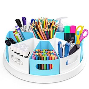 mecids 360°rotating desk organizers homeschool office organization and storage art supplies organizers– 12" lazy susan style caddy with removable bins, for home offices, school supplies classroom use