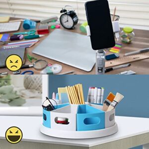 MeCids 360°Rotating Desk Organizers Homeschool Office Organization and Storage Art Supplies Organizers– 12" Lazy Susan Style Caddy with Removable Bins, for Home Offices, School Supplies Classroom Use