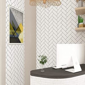 CHICHOME Peel and Stick Wallpaper Self Adhesive Removable Geometric Wallpaper 17.7''x100'' Black and White Modern Vinyl Stripe Brick Wallpaper Decorative Wall Covering for Bedroom Backsplash