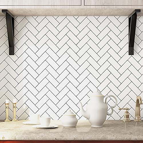 CHICHOME Peel and Stick Wallpaper Self Adhesive Removable Geometric Wallpaper 17.7''x100'' Black and White Modern Vinyl Stripe Brick Wallpaper Decorative Wall Covering for Bedroom Backsplash