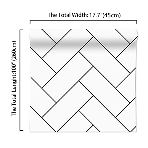 CHICHOME Peel and Stick Wallpaper Self Adhesive Removable Geometric Wallpaper 17.7''x100'' Black and White Modern Vinyl Stripe Brick Wallpaper Decorative Wall Covering for Bedroom Backsplash