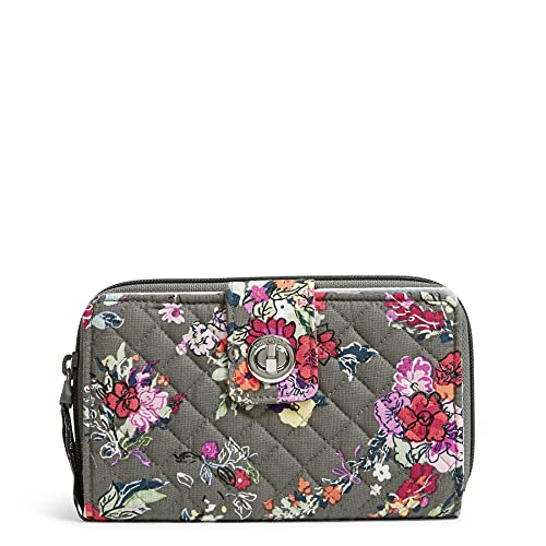 Vera Bradley Women's Cotton Turnlock Wallet With RFID Protection, Hope Blooms - Recycled Cotton, One Size