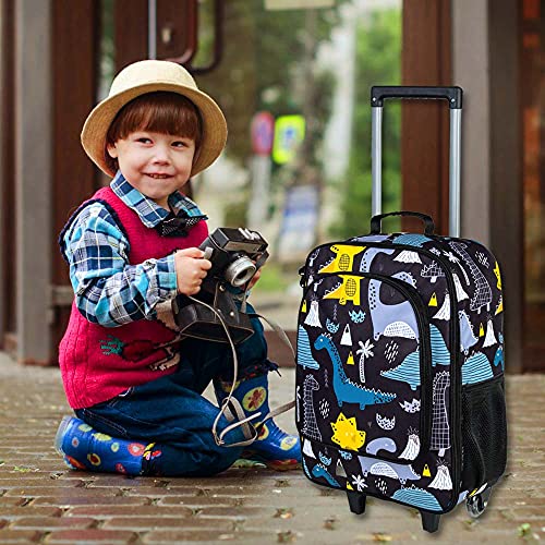 AGSDON Kids Luggage for Boys, Cute Dinosaur Rolling Wheels Suitcase for Children Toddler