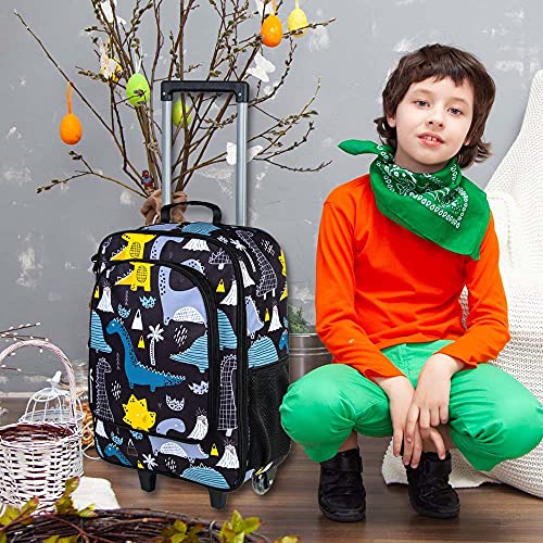 AGSDON Kids Luggage for Boys, Cute Dinosaur Rolling Wheels Suitcase for Children Toddler