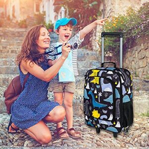 AGSDON Kids Luggage for Boys, Cute Dinosaur Rolling Wheels Suitcase for Children Toddler